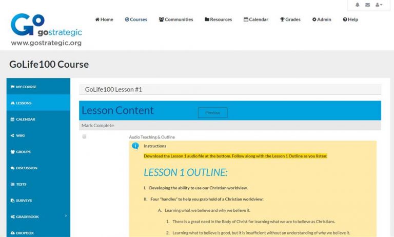 LMS Screenshot - GoLife100 - GoLife